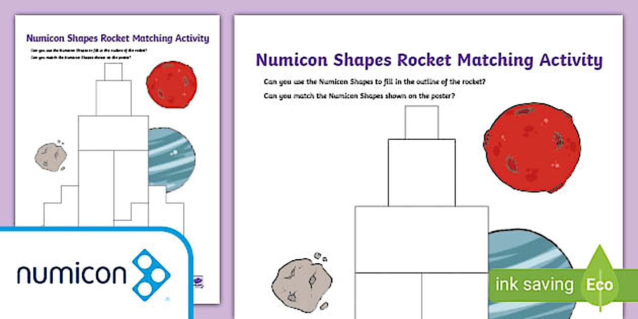 Numicon Shapes Rocket Matching Activity - Twinkl